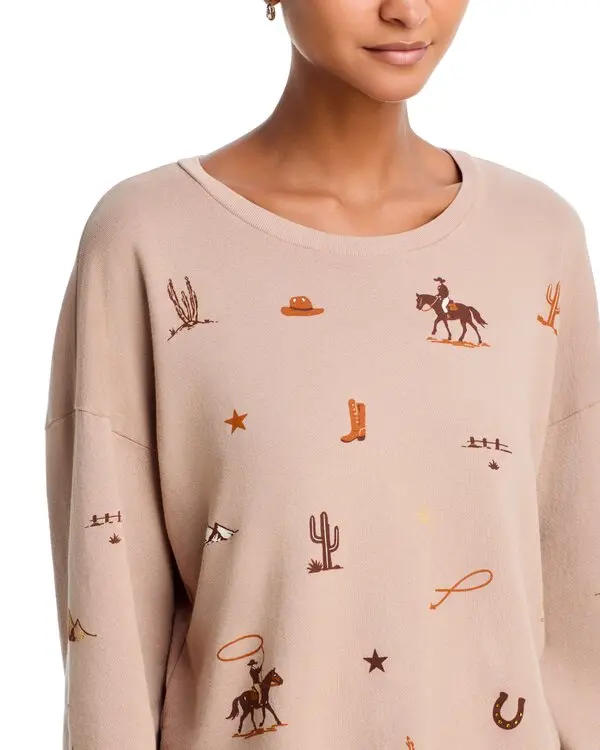 Aqua Tessa Rodeo Elements Cotton Sweatshirt Exclusive - Sand Dune