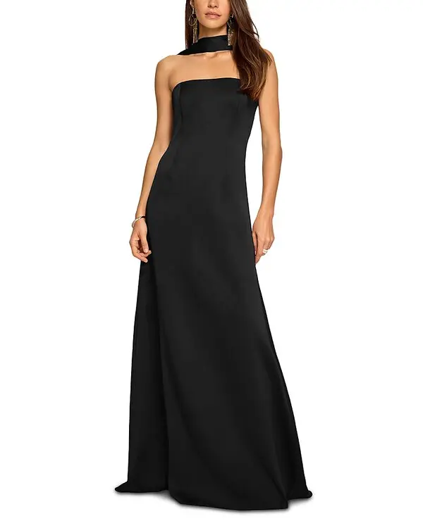 Ramy Brook Sleeveless Attached Scarf Gown - Black