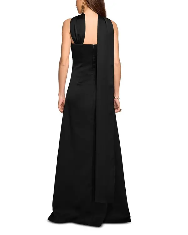 Ramy Brook Sleeveless Attached Scarf Gown - Black