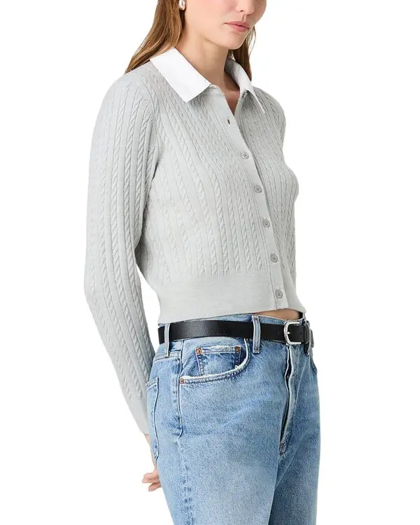 French Connection Babysoft Cable Knit Collared Cardigan
