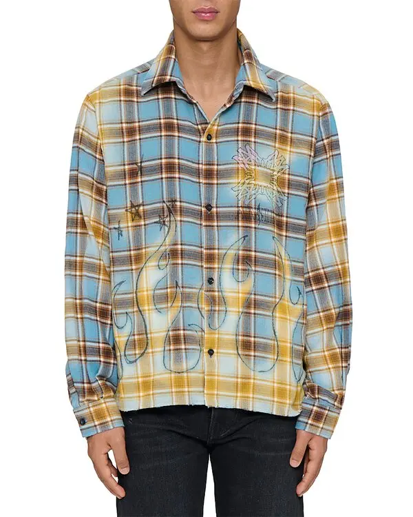 Amiri Flame Graphic Cotton Flannel Shirt