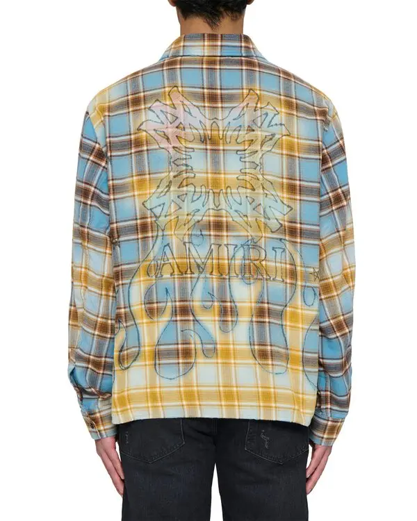 Amiri Flame Graphic Cotton Flannel Shirt