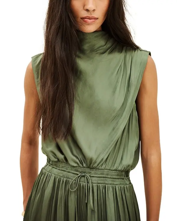 Ba&sh Celea Draped Midi Dress - Khaki