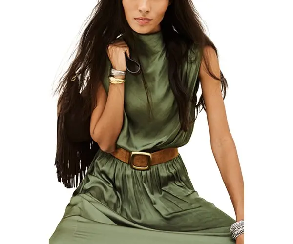 Ba&sh Celea Draped Midi Dress - Khaki