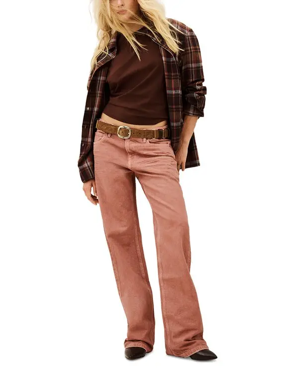Ba&sh Cvana Low Rise Wide Leg Jeans - Pink