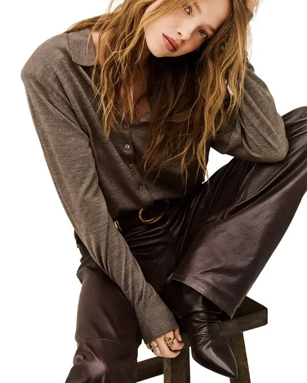 Ba&sh Boston Button Front Wool Cardigan