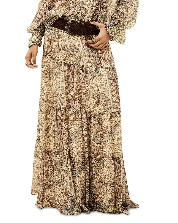 Ba&sh Cali Printed Maxi Skirt - Blue