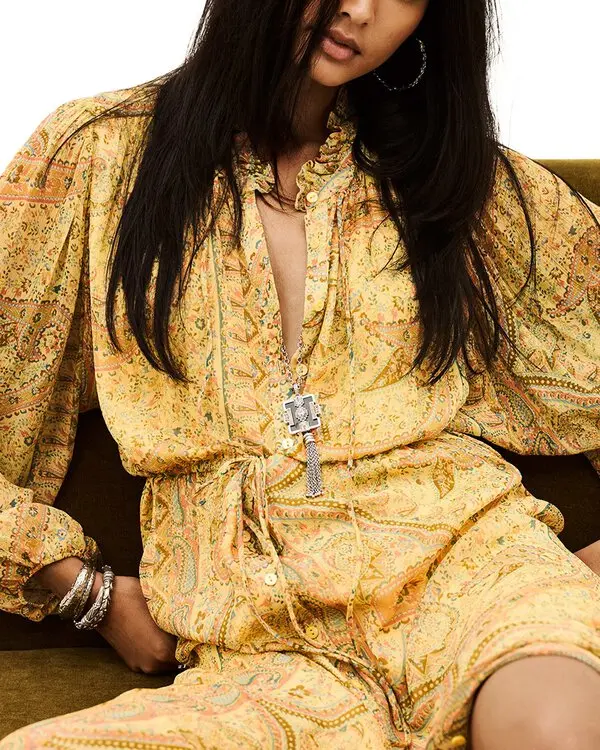Ba&sh Ciahara Printed Midi Dress - Yellow