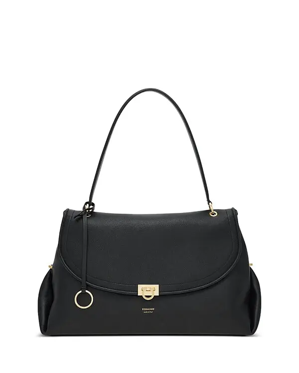 FERRAGAMO Gancini Large Leather Handbag