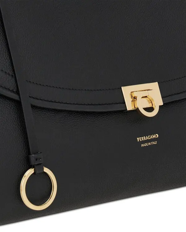 FERRAGAMO Gancini Large Leather Handbag