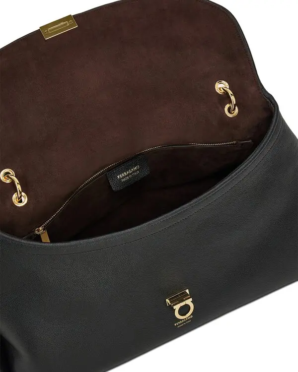 FERRAGAMO Gancini Large Leather Handbag