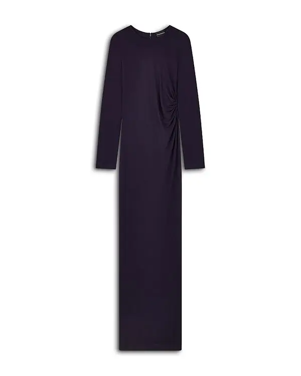 Emporio Armani Long Sleeve Ruched Column Dress - Blackberry