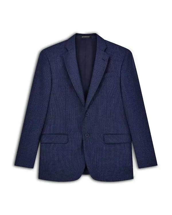 Emporio Armani Regular Fit Textured Melange Wool Blend Blazer
