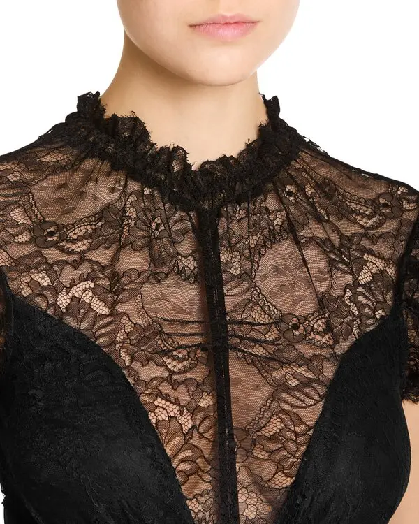 Attico Lace High Neck Midi Dress
