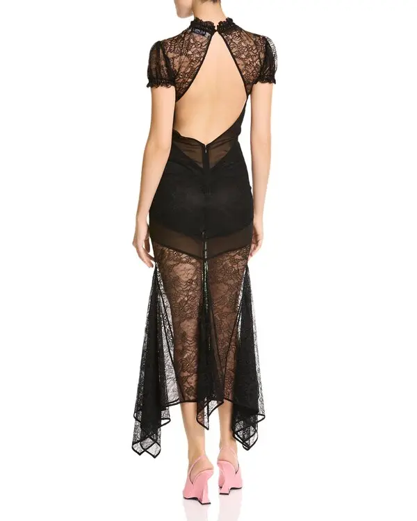 Attico Lace High Neck Midi Dress
