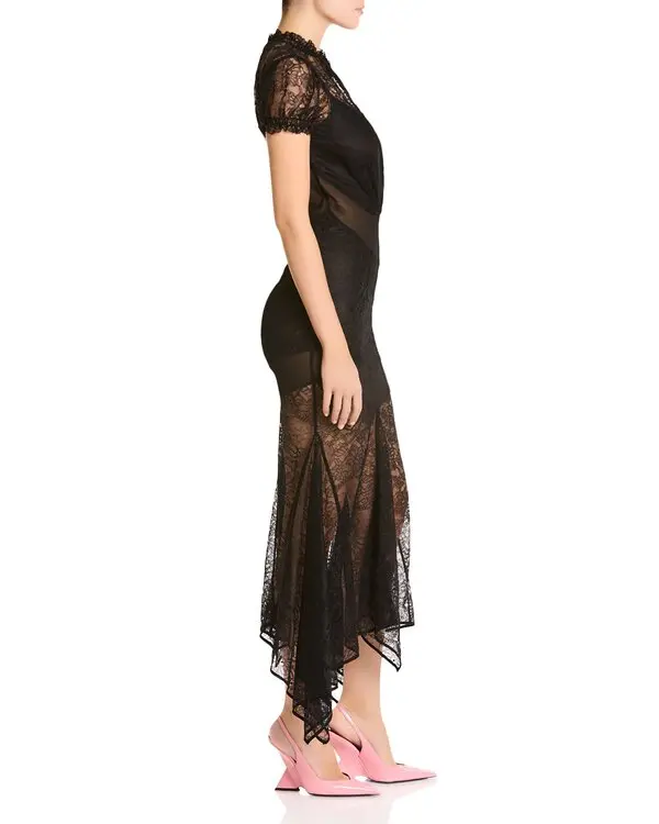 Attico Lace High Neck Midi Dress