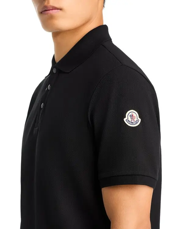 Moncler Cotton Short Sleeve Polo Shirt - Black
