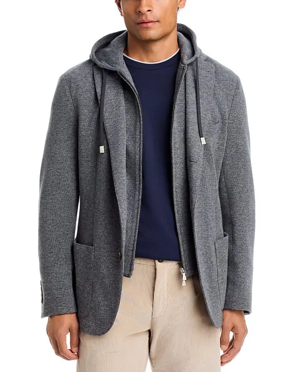 Eleventy Hooded Single Breasted Jacket
