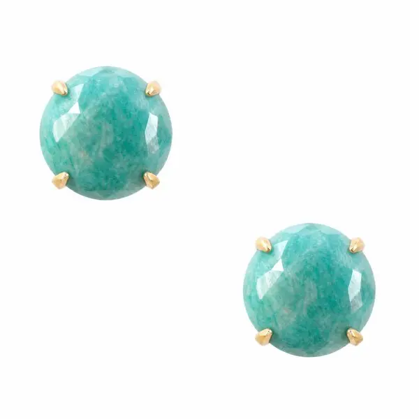 HEATHER HAWKINS Radiate Oversized Gemstone Stud Earrings Fifteen Millimeters Gold Vermeil Amazonite - Blue