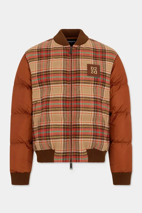 Dsquared2 Cottage Check Wool & Nylon Down Bomber Jacket