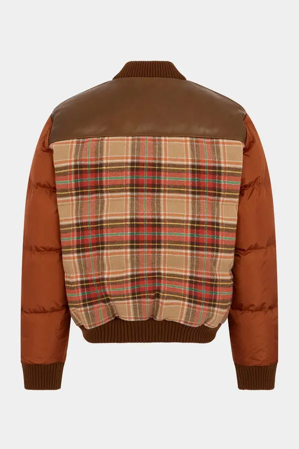 Dsquared2 Cottage Check Wool & Nylon Down Bomber Jacket