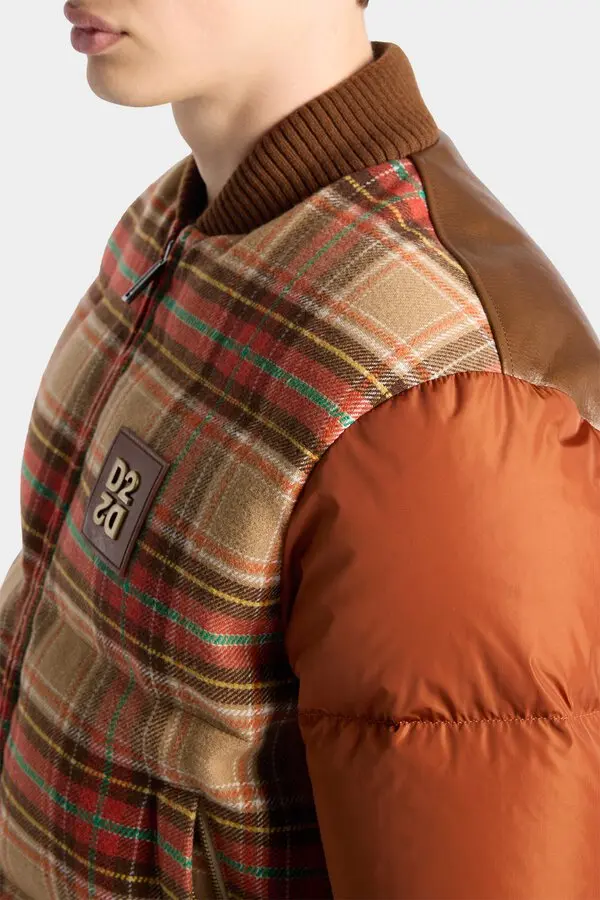 Dsquared2 Cottage Check Wool & Nylon Down Bomber Jacket