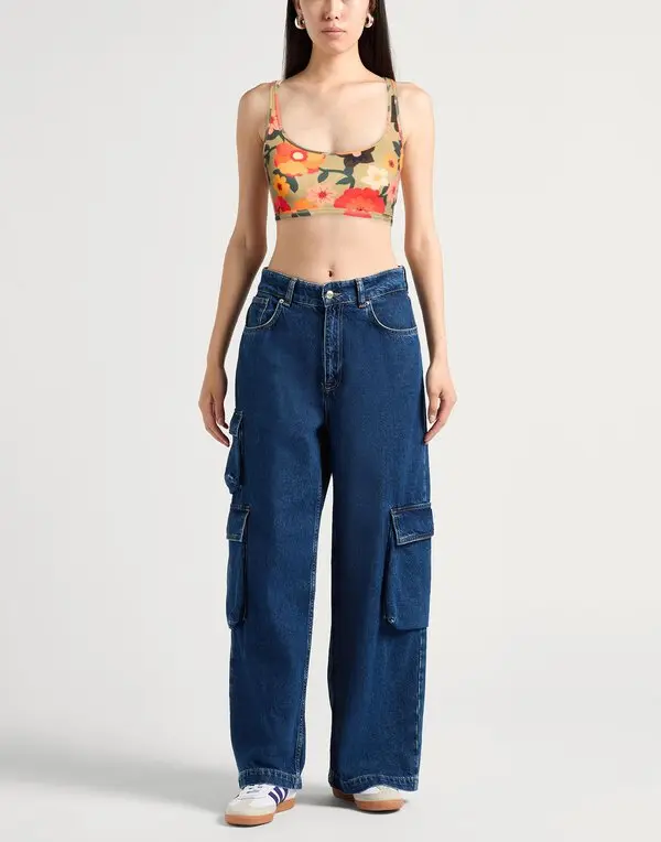Tory Burch Floral Print Cropped Tencel & Lycra Sports Top - Green