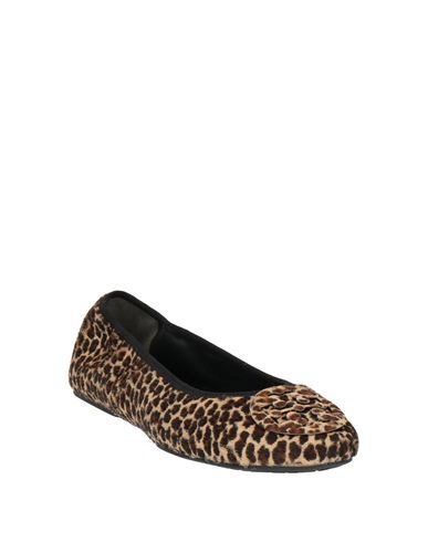 Tory Burch Calf Hair Ballet Flats With Leopard Print - Beige