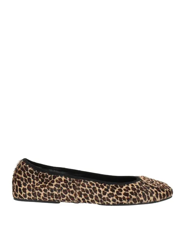 Tory Burch Calf Hair Ballet Flats With Leopard Print - Beige