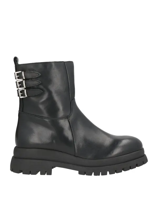 DINO DRAGHI Leather Ankle Boots With Block Heel