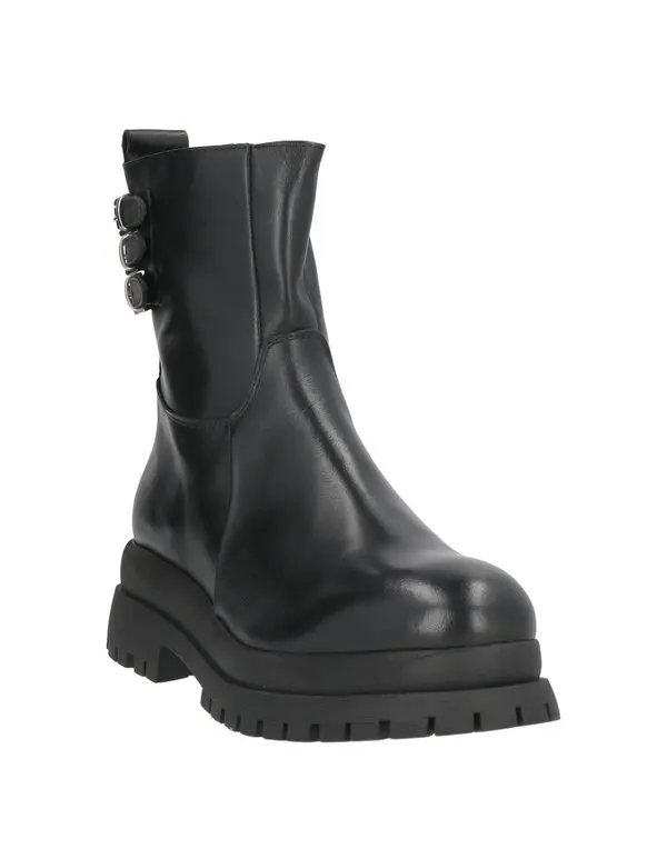 DINO DRAGHI Leather Ankle Boots With Block Heel