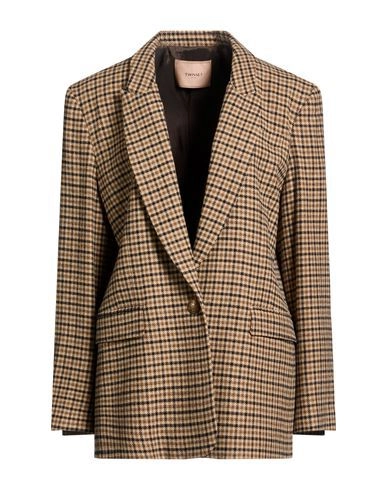 TWINSET Blazer Camel Size Wool, Polyester, Viscose, Elastane