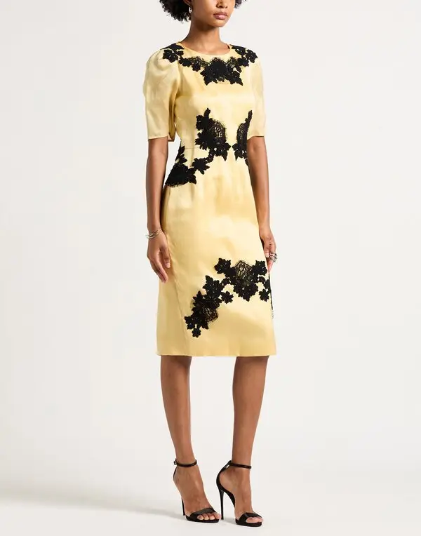 Dolce & Gabbana Silk Blend Midi Dress With Lace Appliqués