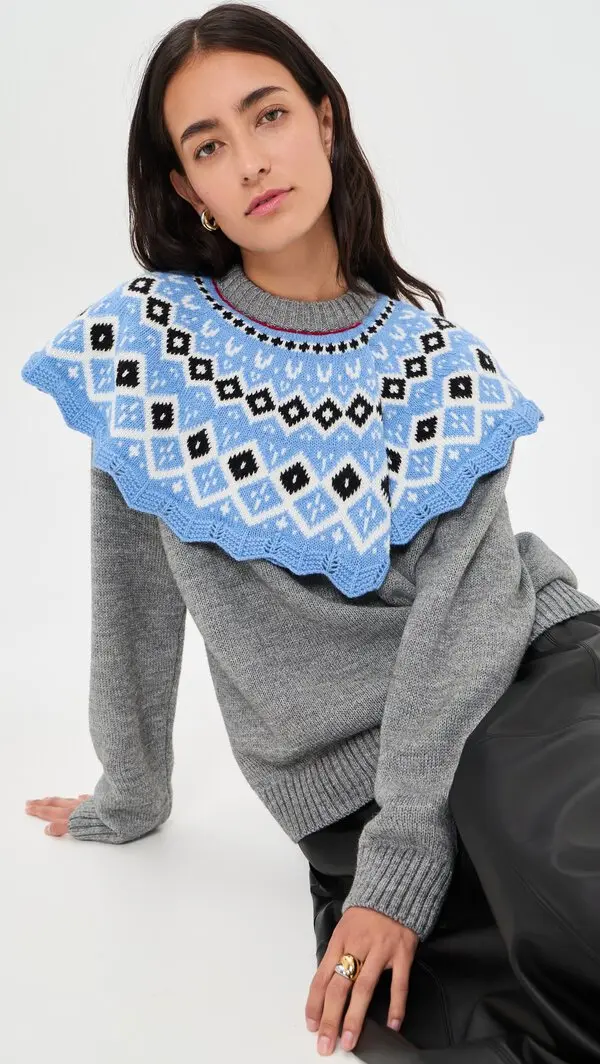 MSGM Fair Isle Cape Sweater