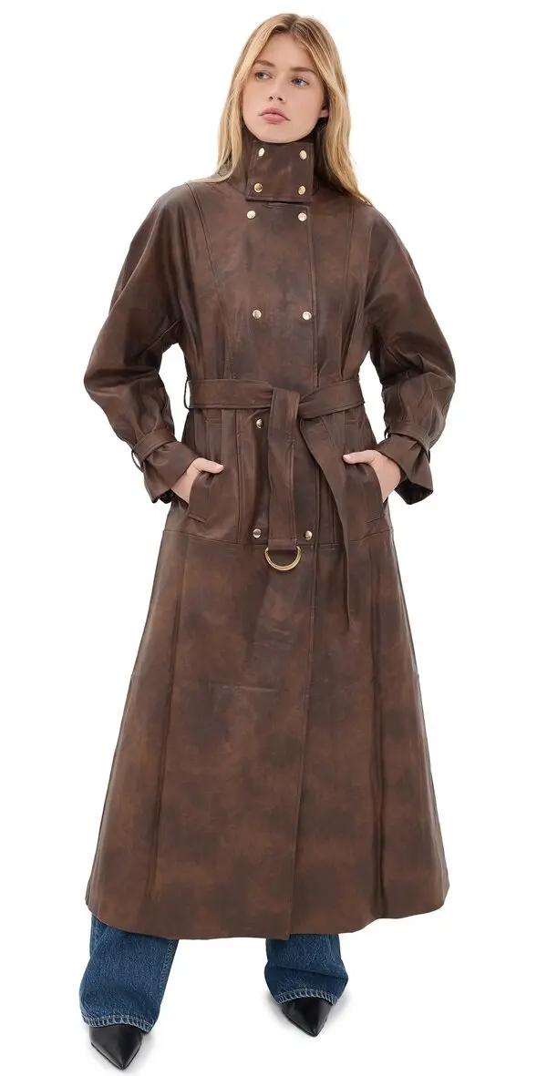 Bardot Milana Faux Leather Trench Coat