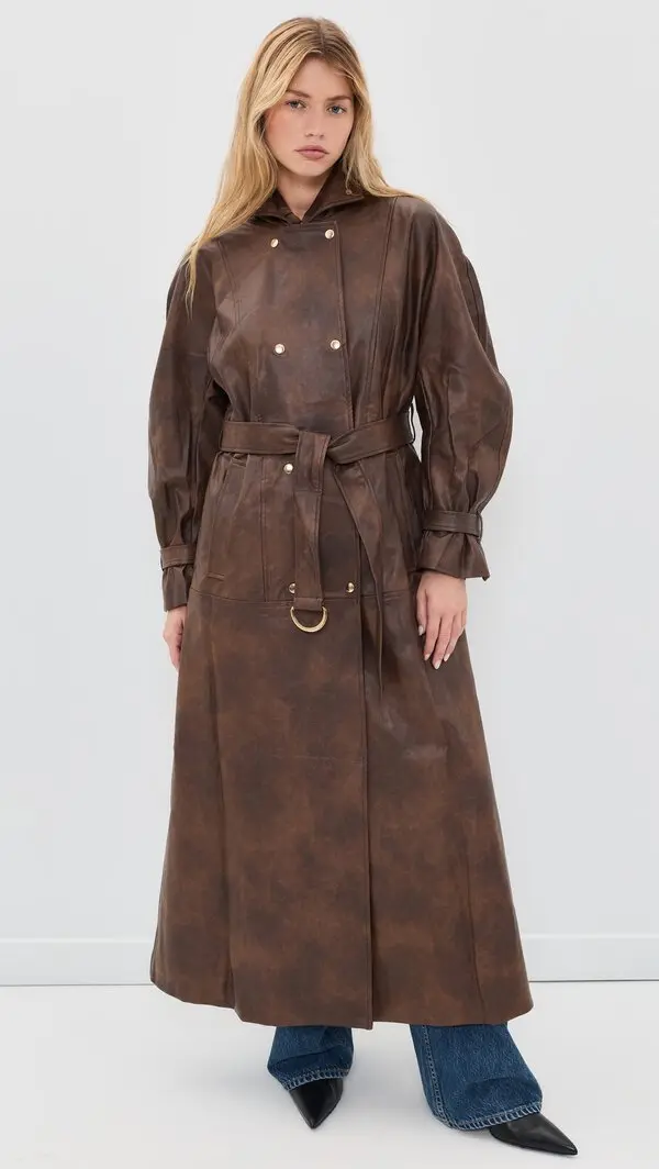 Bardot Milana Faux Leather Trench Coat