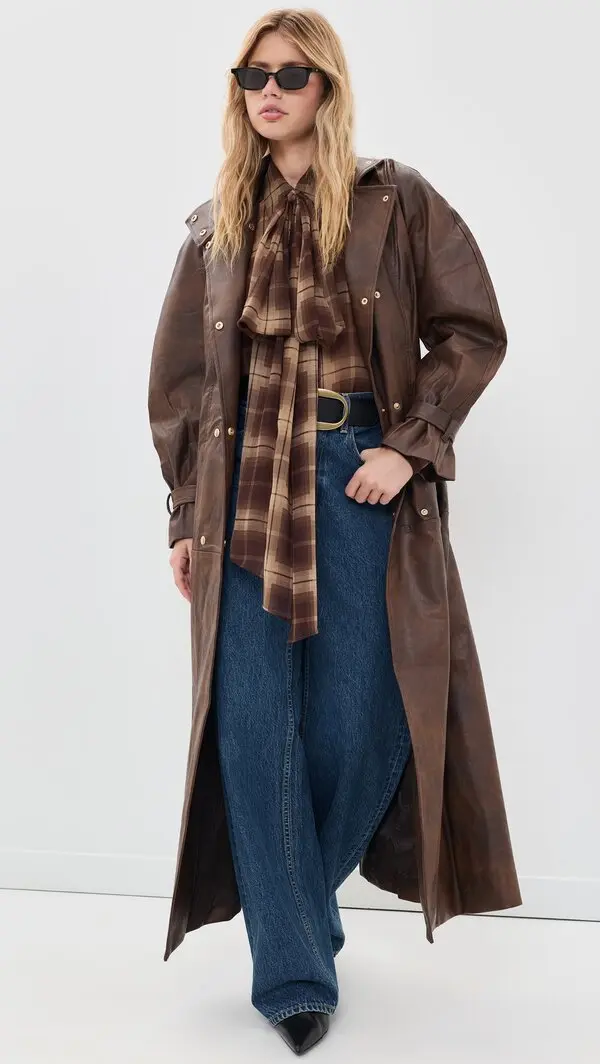Bardot Milana Faux Leather Trench Coat