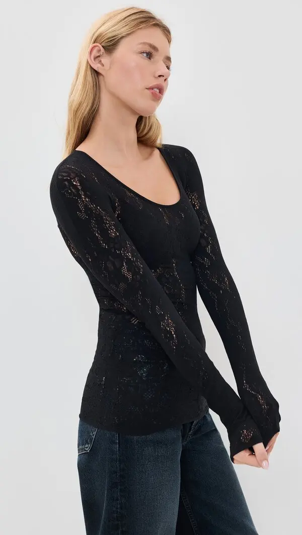 Wolford Infinite Rose Net Long Sleeve Tee