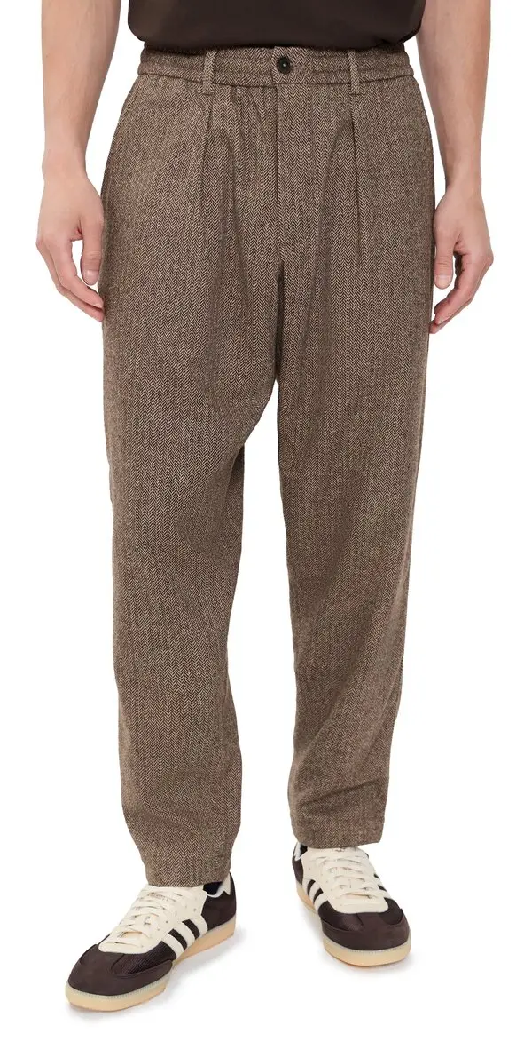 Universal Works Wool Herringbone Pleated Track Pants