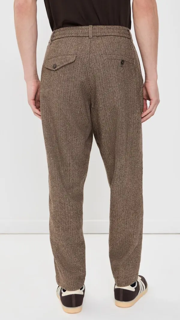 Universal Works Wool Herringbone Pleated Track Pants