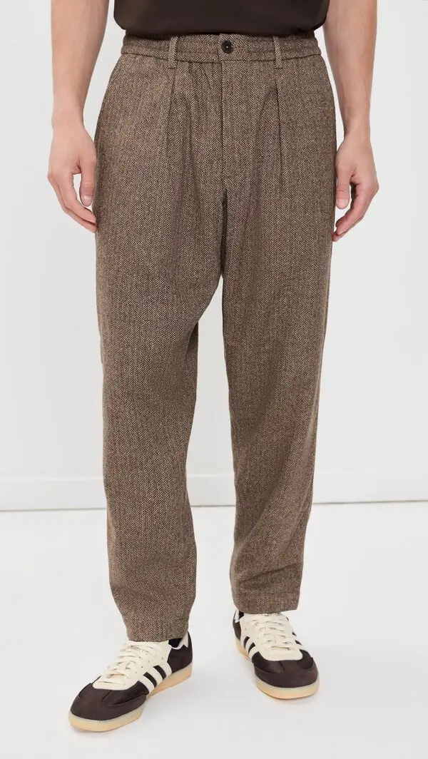 Universal Works Wool Herringbone Pleated Track Pants