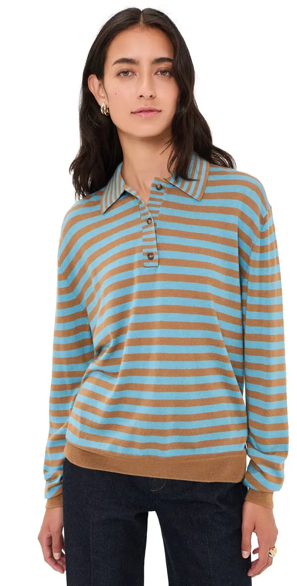 LA LIGNE Striped Ben Polo Sweater
