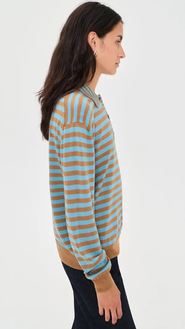 LA LIGNE Striped Ben Polo Sweater