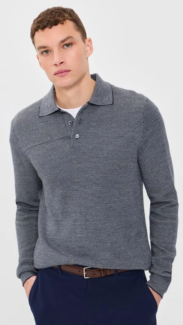 Rlx Ralph Lauren Merino Coolmax Striped Polo Sweater