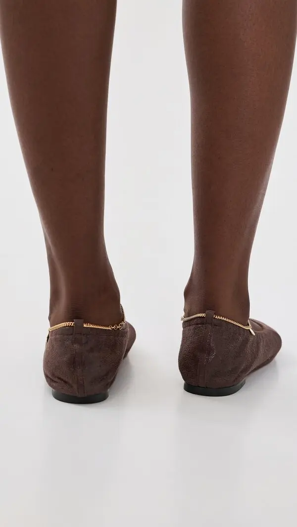 Stella McCartney Ballerina Shaggy Deer Faux Leather Flats With Chain Detail