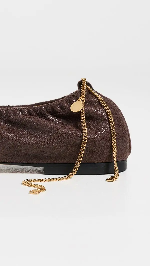 Stella McCartney Ballerina Shaggy Deer Faux Leather Flats With Chain Detail
