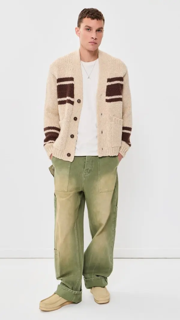 Universal Works Langdale Chunky Knit Stripe Cardigan