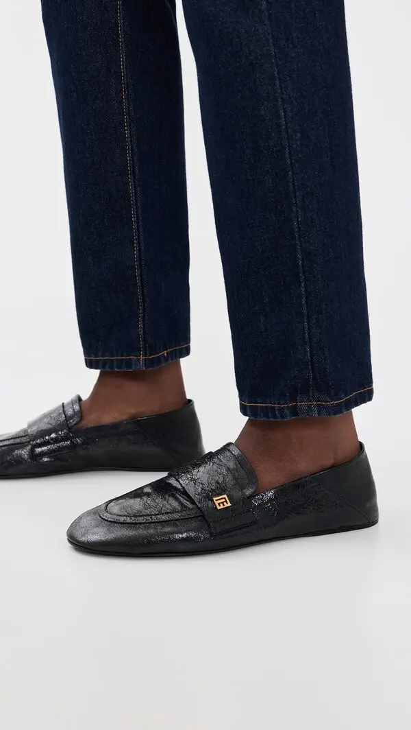 Balmain Lambskin Flat Loafers
