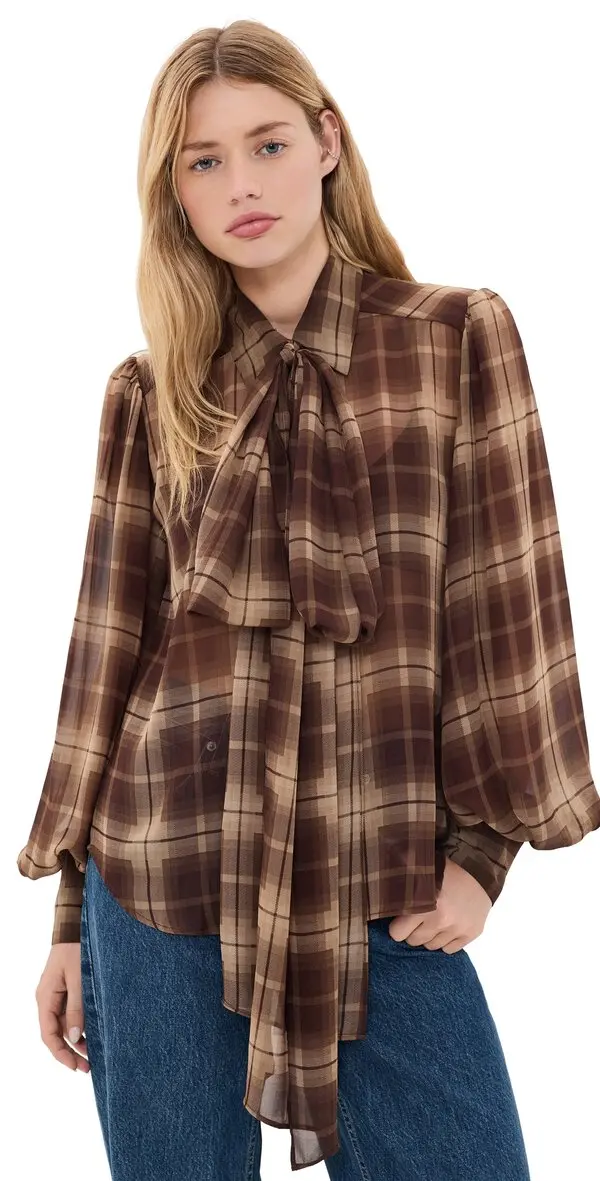 Bardot Cecile Scarf Button Down Shirt
