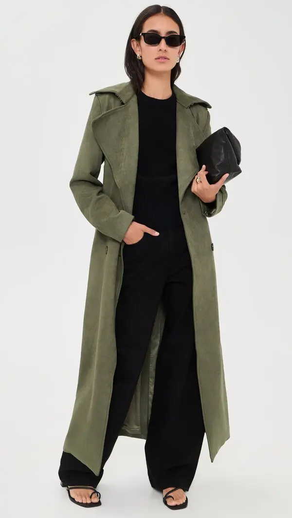 Bardot Kira Faux Suede Trench Coat